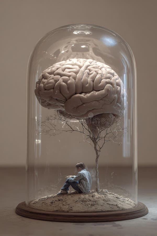 Human Trapped Inside Brain Mental Stress Visualization Stock ...