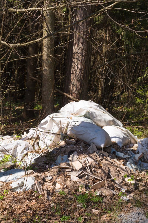 Human trash in the forest stock photo. Image of recycle - 181622028