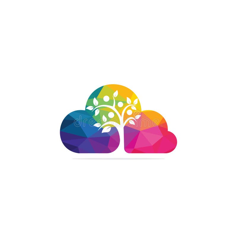 Human Tree and Cloud Logo Design. Stock Illustration - Illustration of ...