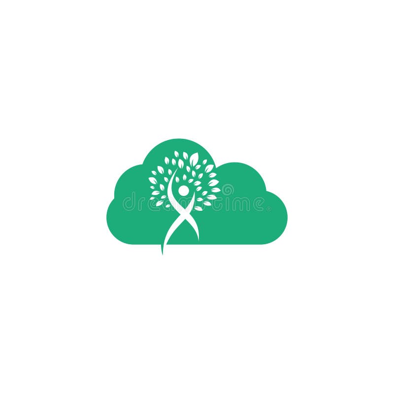 Human Tree Cloud Shape Concept Logo Design. Stock Vector - Illustration ...
