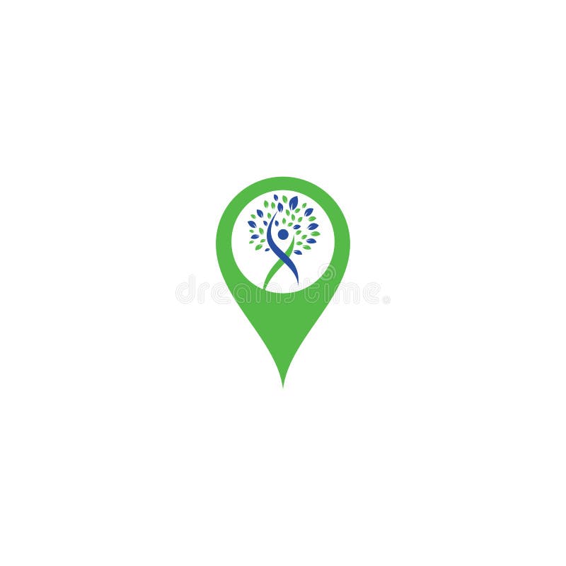 Human Tree Map Pin Shape Concept Logo Design. Stock Vector ...