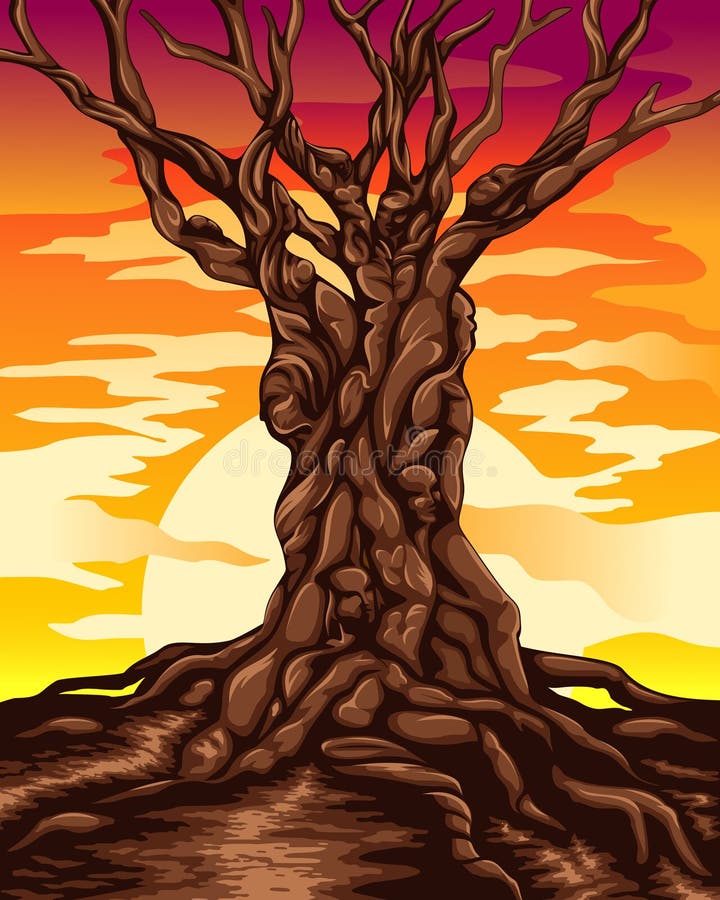 Human Tree Vector Illustration Pile the People into a Tree. Stock ...