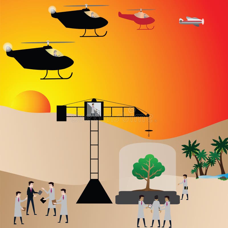 Human Try To Use New Technology for Change the Desert Stock Vector ...