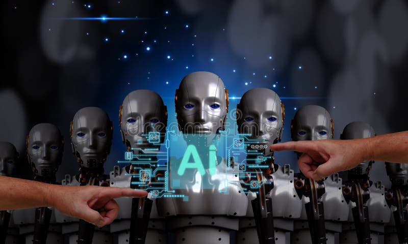 Human Using AI Technology To Processing Business on 3D Robotic ...