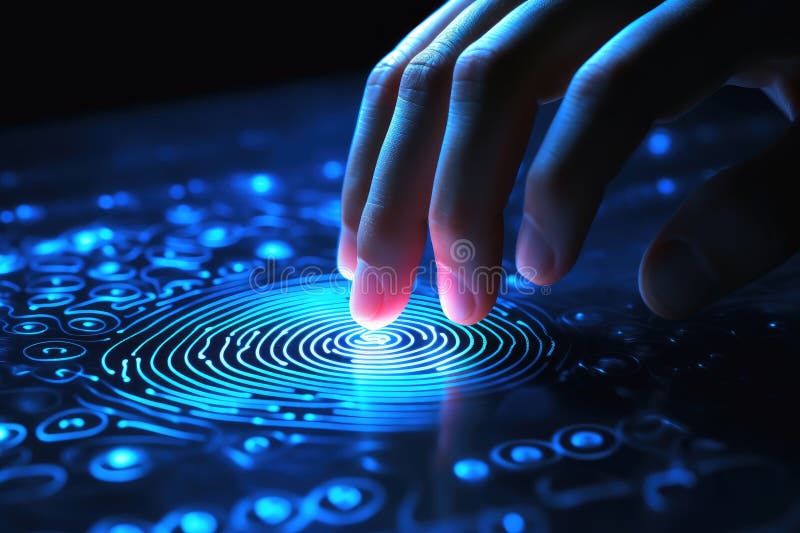 A Human Using His Fingerprint As a Login Stock Illustration ...