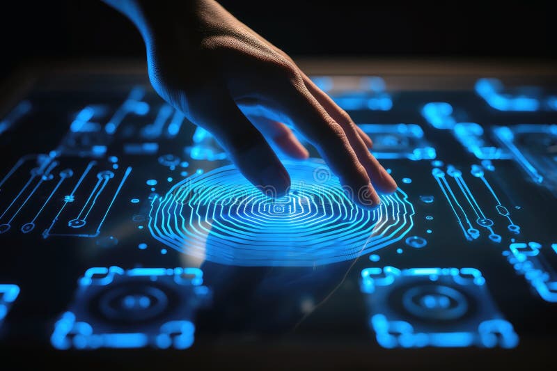 A Human Using His Fingerprint As a Login Stock Illustration ...