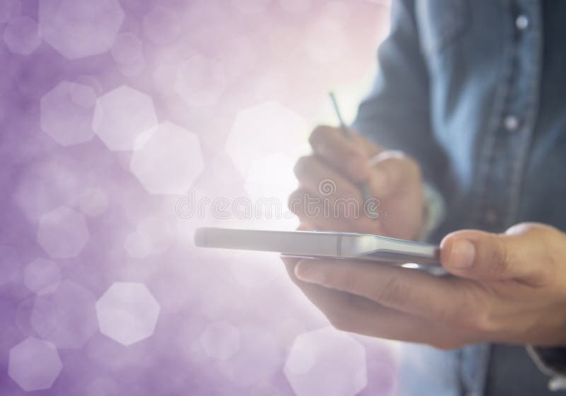 Human Using Mobile Smartphone Stock Photo - Image of blurred, screen ...