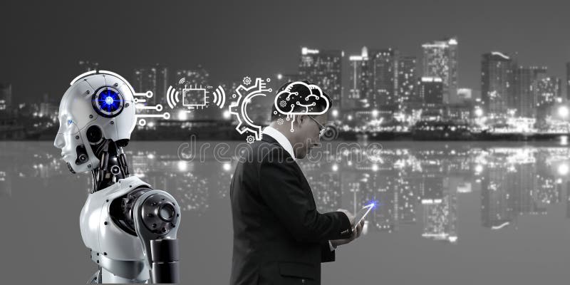 Human Using Smart Phone Connecting AI To Work in Business ,technology ...