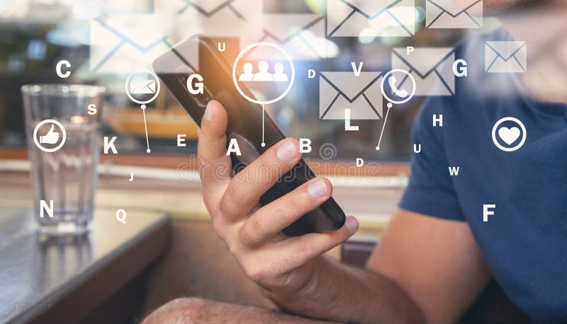 Human Using Smartphone. Communication Stock Illustration - Illustration ...