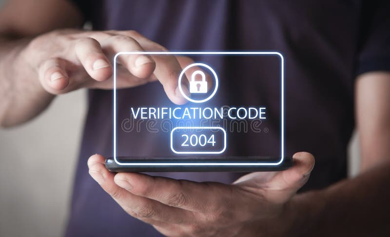 Human Using Smartphone. Identity Verification Code, Cyber Security ...