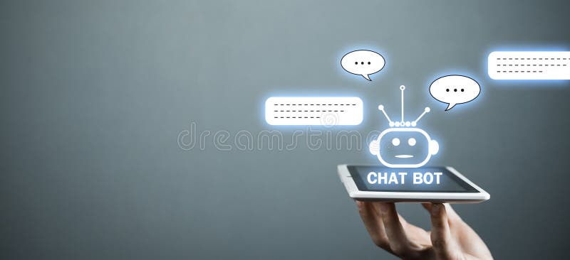 Human Using Tablet with Chat Bot Application for Online Information ...