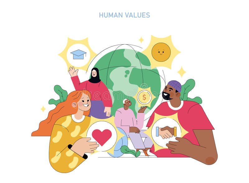 Human Values. Flat Vector Illustration Stock Vector - Illustration of ...