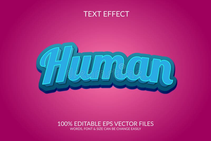 Human Vector Eps 3d Text Effect Design. Stock Illustration ...