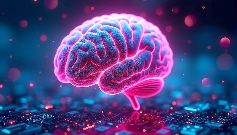 Human or Virtual Brain Model in Cyberspace. Futuristic, Sci-fi ...