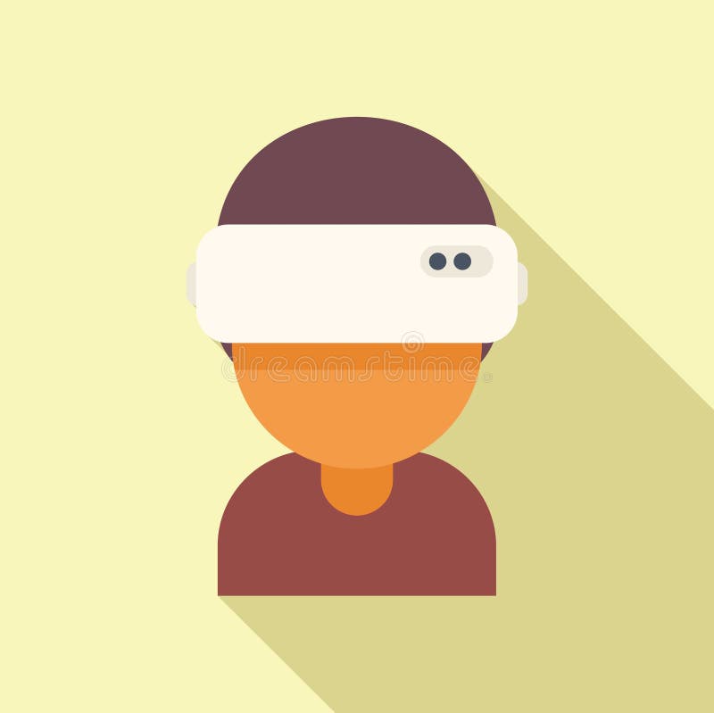 Human Vr Headset Icon Flat Vector. Virtual Reality Stock Vector - Illustration of head, game ...