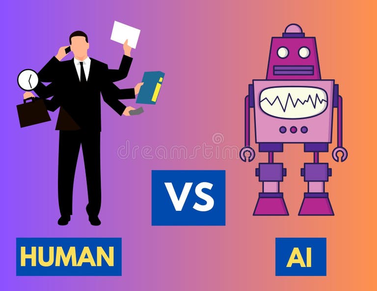 Human vs ai - 1 stock illustration. Illustration of text - 280466799