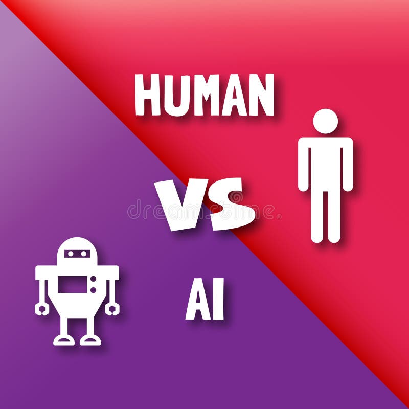 Human vs ai vector design stock vector. Illustration of work - 112978310