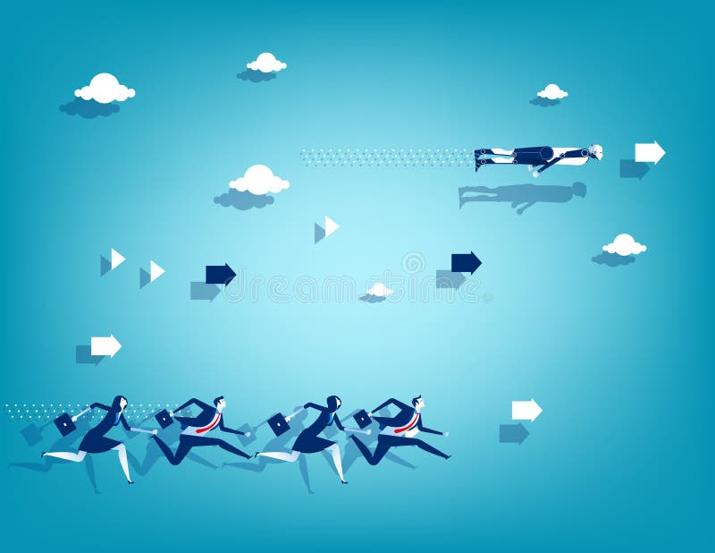 Human Vs Technology. Concept Business Vector Illustration Stock Vector ...