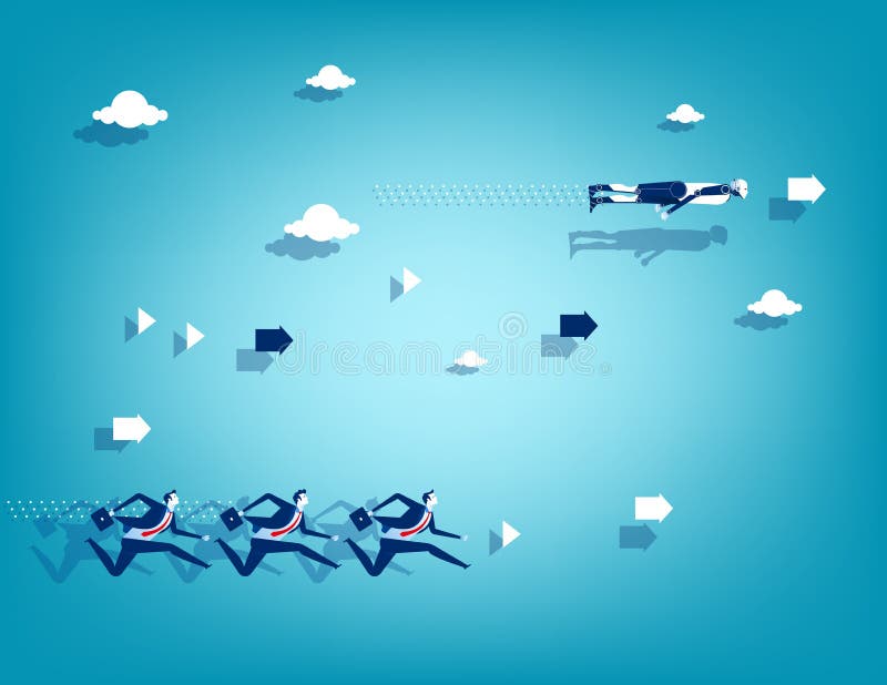Human Vs Technology. Concept Business Vector Illustration Stock Vector ...