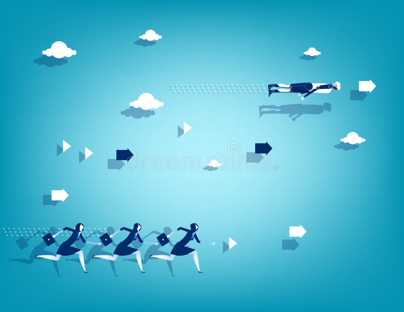 Human Vs Technology. Concept Business Vector Illustration Stock Vector ...