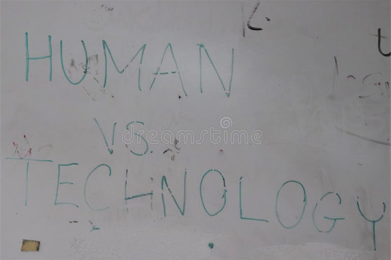 `Human Vs Technology` on Whiteboard Stock Photo - Image of human ...