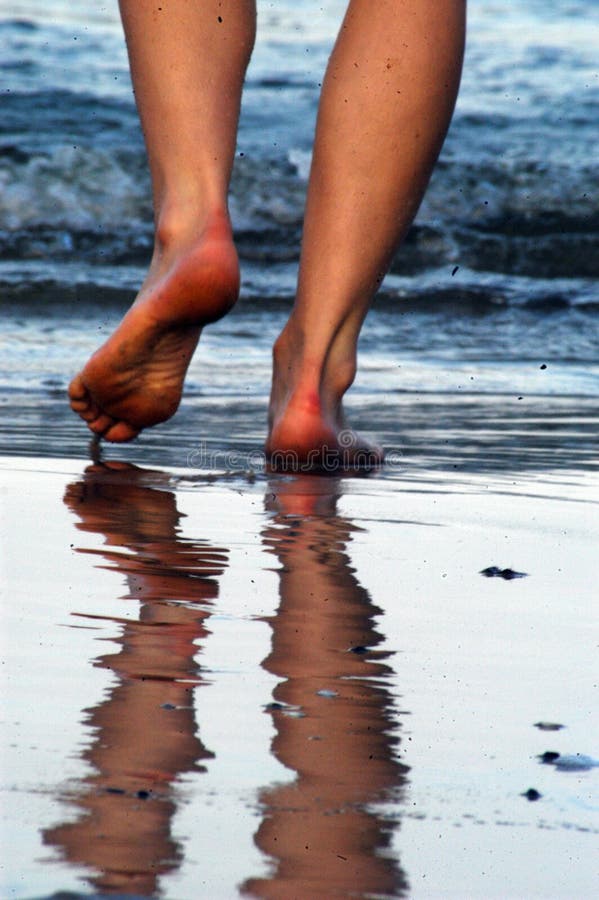 Human Walking Barefoot at the Beach Stock Image - Image of physical ...