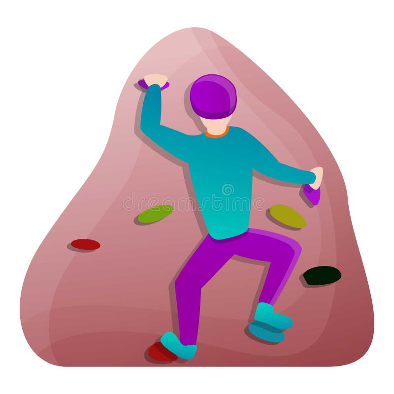 Human Wall Climbing Icon, Cartoon Style Stock Vector - Illustration of ...