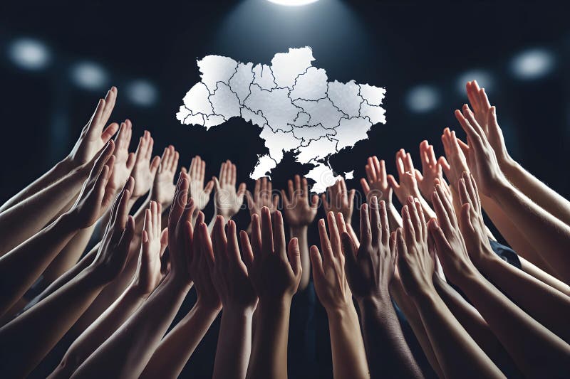 Human Wall of Raised Hands Forming a Protective Barrier Around Glowing ...