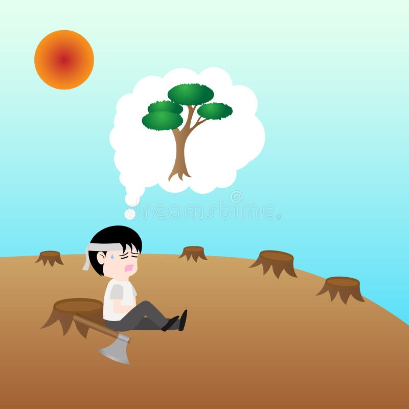 Human Want To Be Tree, Concept Save Earth Stock Vector - Illustration ...