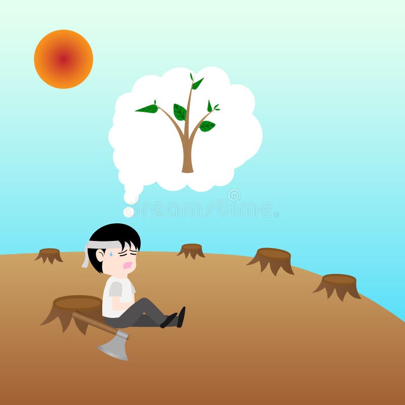 Human Was Deforest but he Have Still Missing Tree , Concept Save the ...