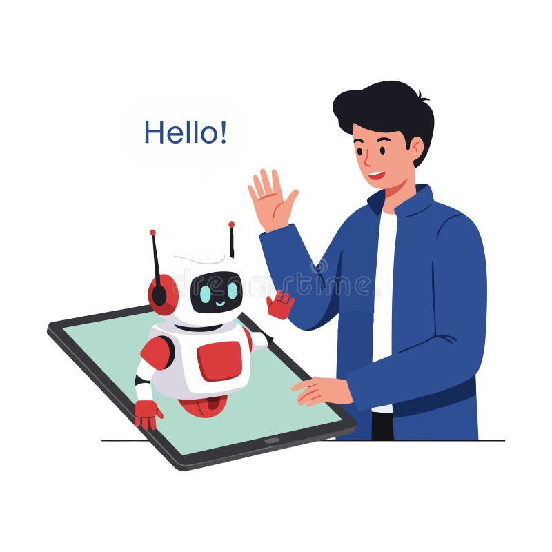 Robot Greeting Human Stock Illustrations – 791 Robot Greeting Human ...