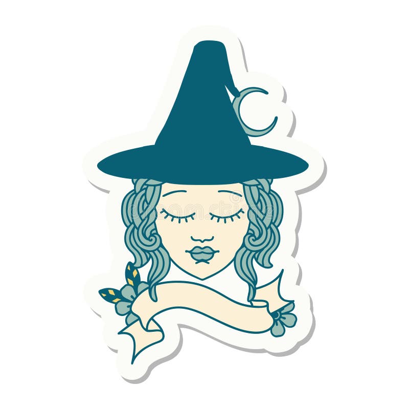 Human Witch Character Face Sticker Stock Vector - Illustration of retro ...
