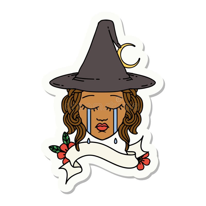Human Witch Character Face Sticker Stock Vector - Illustration of ...
