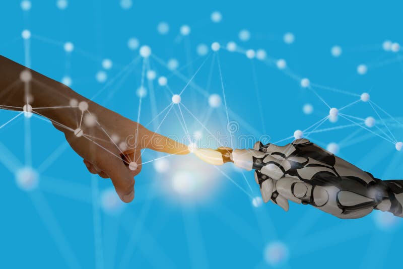 Human Work with Robots Smart Artificial Intelligence Concept with ...