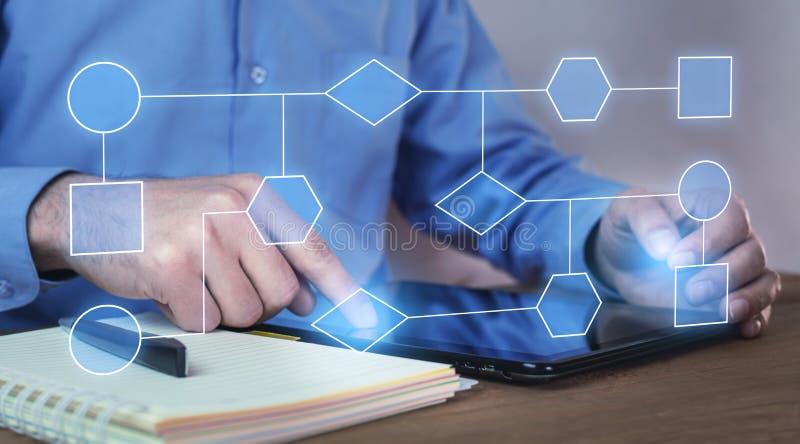 Human Working in Flowchart. Business Process Concept Stock Photo ...