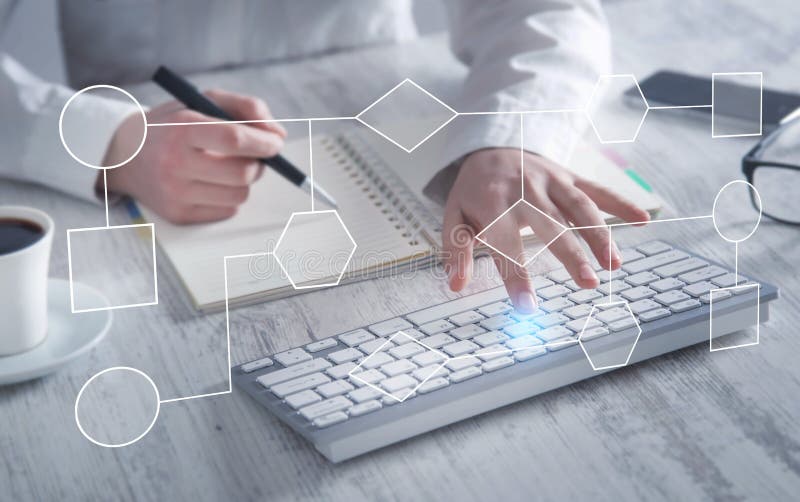 Human Working in Flowchart. Business Process Concept Stock Photo ...