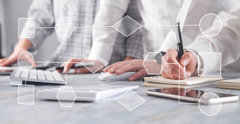 Human Working in Flowchart. Business Process Concept Stock Image ...