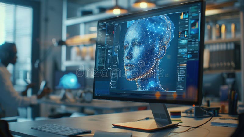 Human Working with Generative AI To Create Visual or Text Content Stock ...