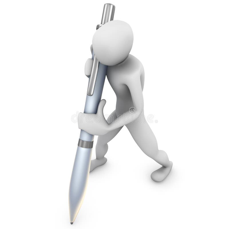 Guy writing with a pen stock illustration. Illustration of drawing ...