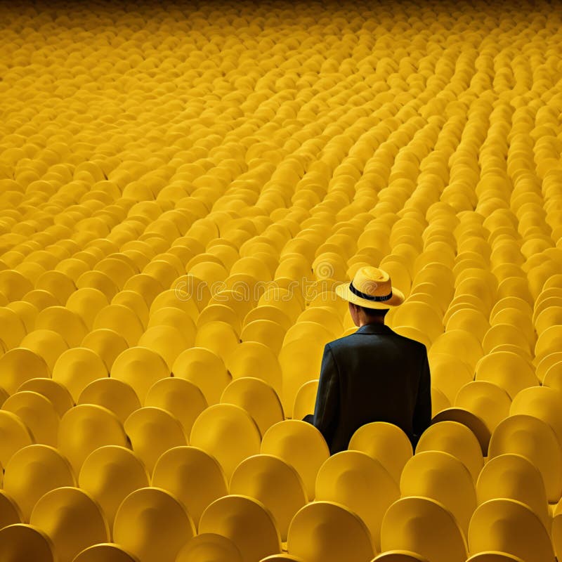 Human Yellow Hat Empty Stadium AI Generated Image Stock Illustration ...