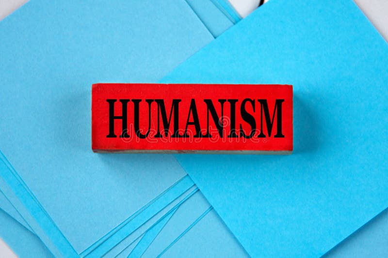 HUMANISM - Word on a Red Wooden Block on a Blue Background of Papers ...