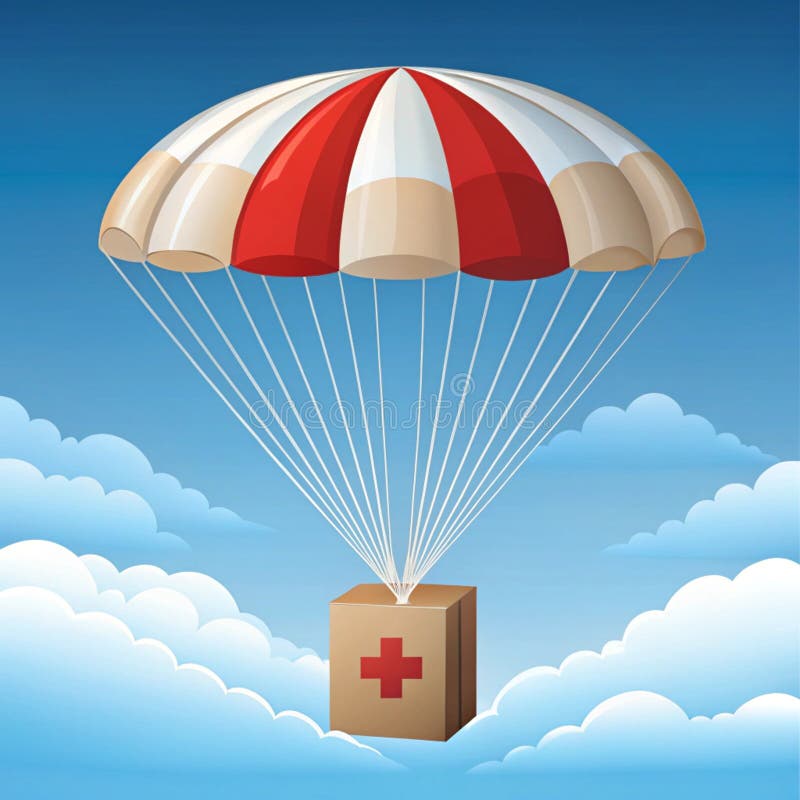 Humanitarian Aid with Medical Cargo Parachute Stock Illustration ...