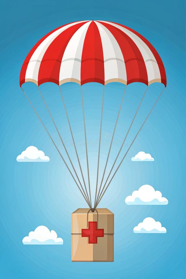 Humanitarian Aid with Medical Cargo Parachute Stock Illustration ...