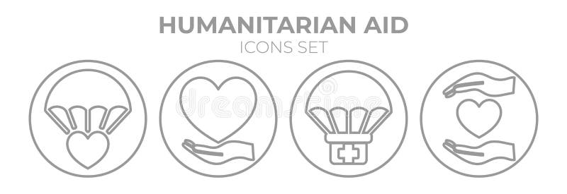 Humanitarian Aid Isolated Icon Set Stock Vector - Illustration of ...