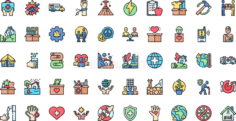 Humanitarian Help Icons . High-Quality Vector Icons Collection with ...