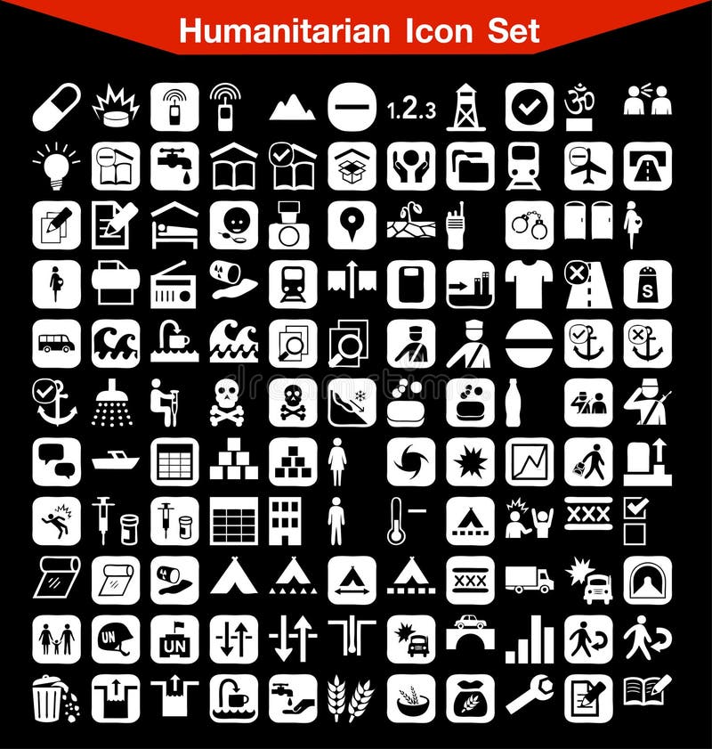 Humanitarian icon set stock illustration. Illustration of humanitarian ...