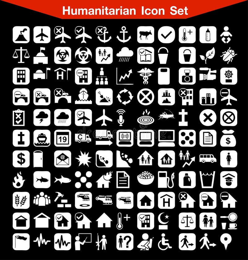 Humanitarian icon set stock illustration. Illustration of humanitarian ...