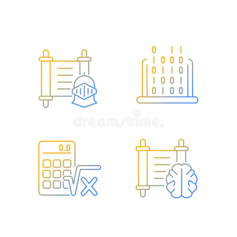 Humanities and Applied Subjects Gradient Linear Vector Icons Set Stock ...