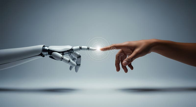 Humanity and AI Connection stock illustration. Illustration of concept ...