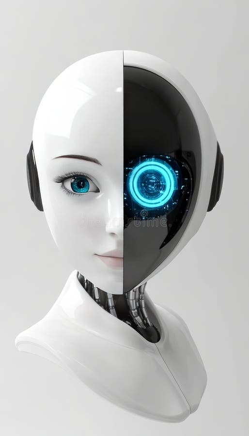 Humanity and Artificial Intelligence, Robot Face with Digital Eye ...